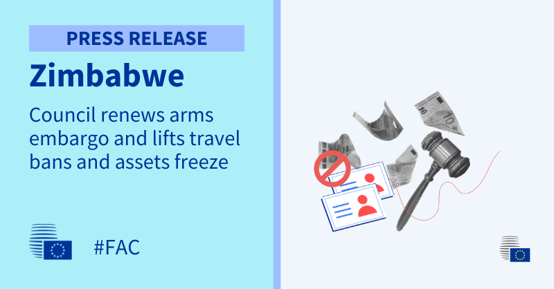 Zimbabwe: Council renews arms embargo and lifts travel bans and assets ...